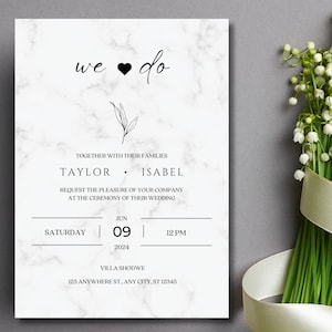 Printable We Do Wedding Invitation Template Getting Married - Etsy