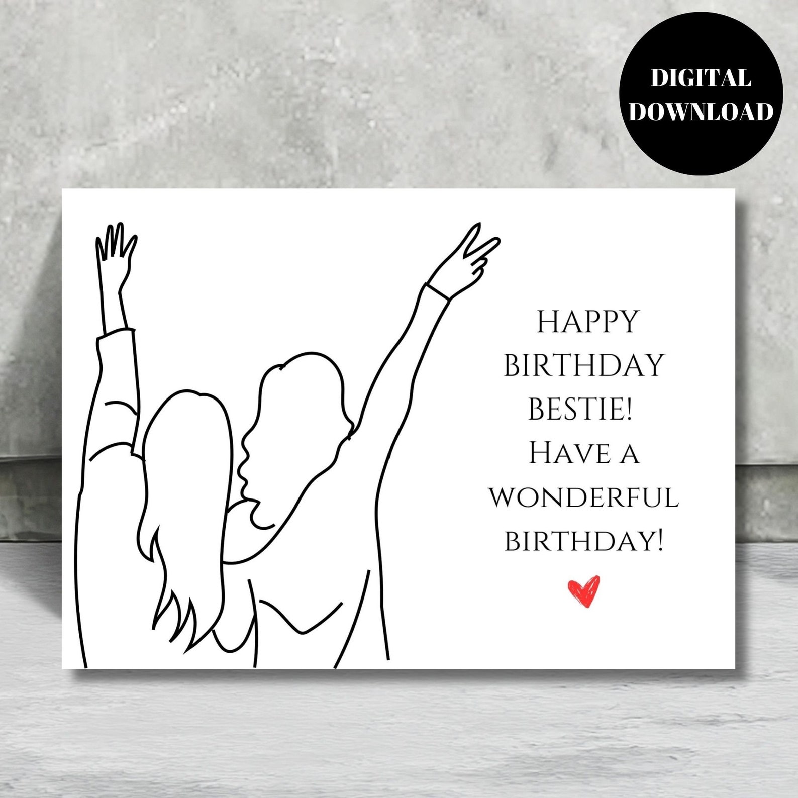 Printable Happy Birthday Bestie Card, Birthday Wishes, Digital Birthday ...