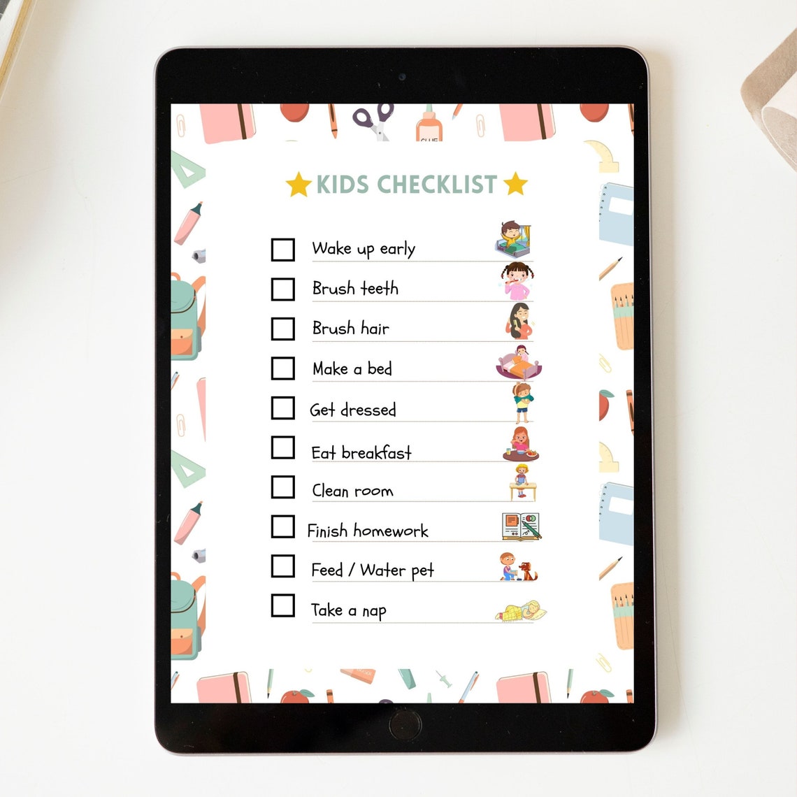 Printable Kids Daily Routine Checklist, Kids Responsibilities Chart ...