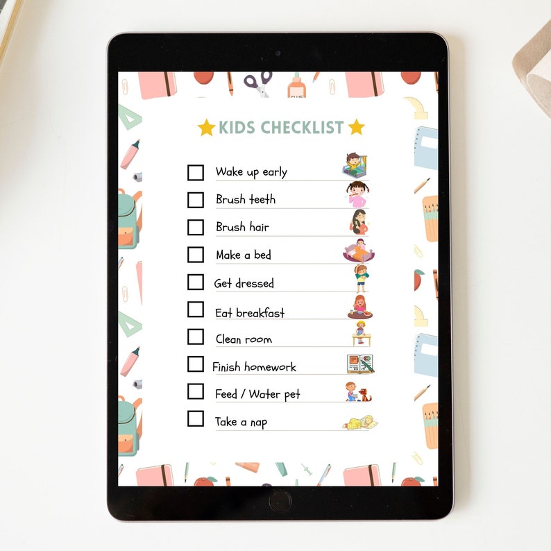 Printable Kids Daily Routine Checklist, Kids Responsibilities Chart ...