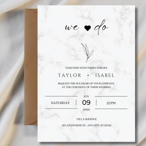 Printable We Do Wedding Invitation Template Getting Married - Etsy