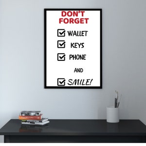 Printable Dont Forget List Wall Art, Entryway Funny Decor, Creative ...