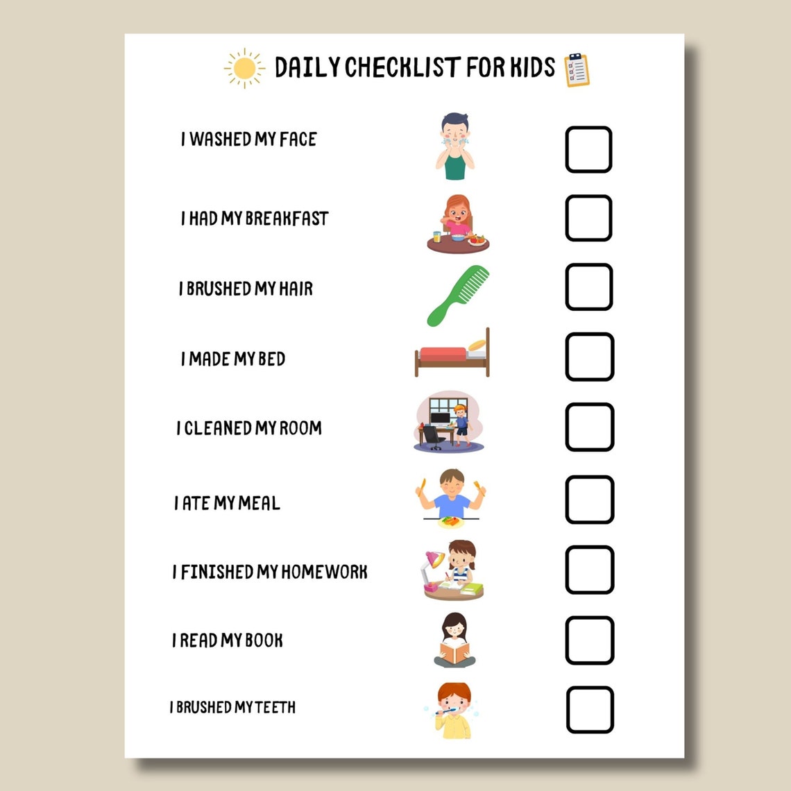 Daily Routine Responsibility Chart for Kids, Kids Personalized Planner ...