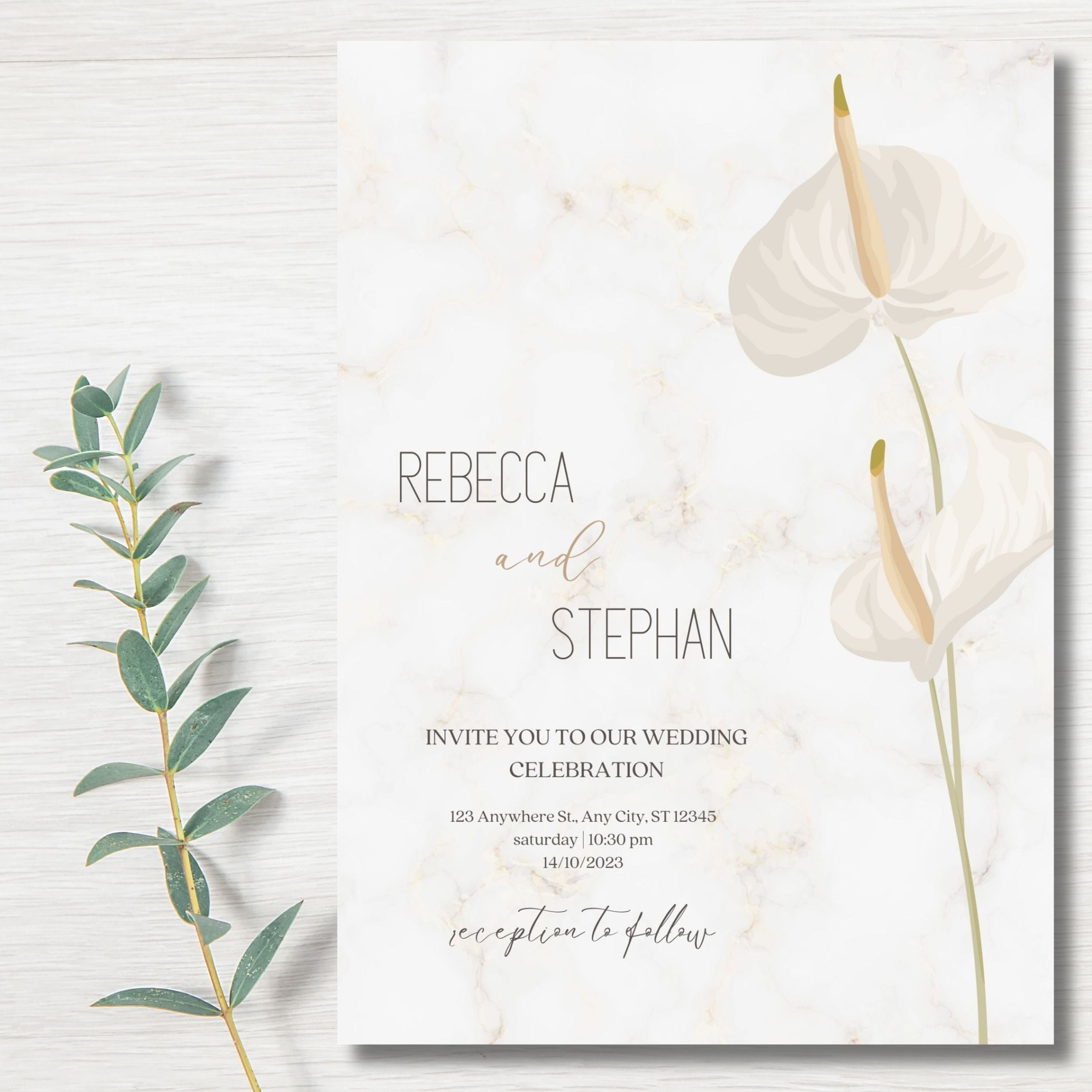 Printable Floral Wedding Invitation Template Getting Married - Etsy