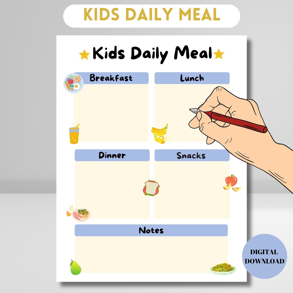 Printable Kids Daily Meal Planner, Kids Healthy Eating Planner ...