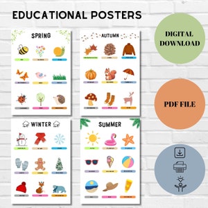 Printable Educational Posters for Kids, Classroom Decor, Seasons ...