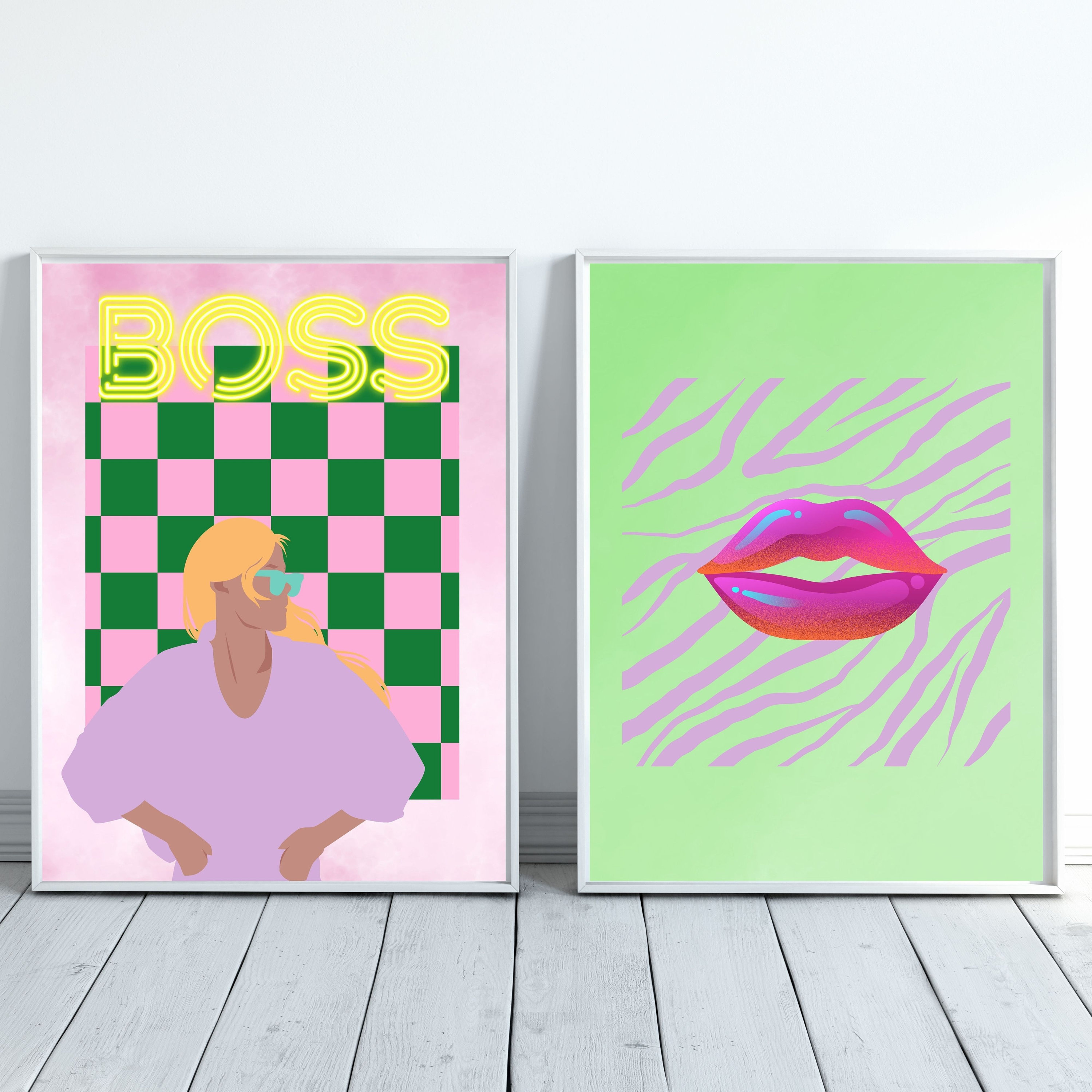 Printable Preppy Set of 6 Wall Art, Teen Girl Room Wall Decor, Colorful ...