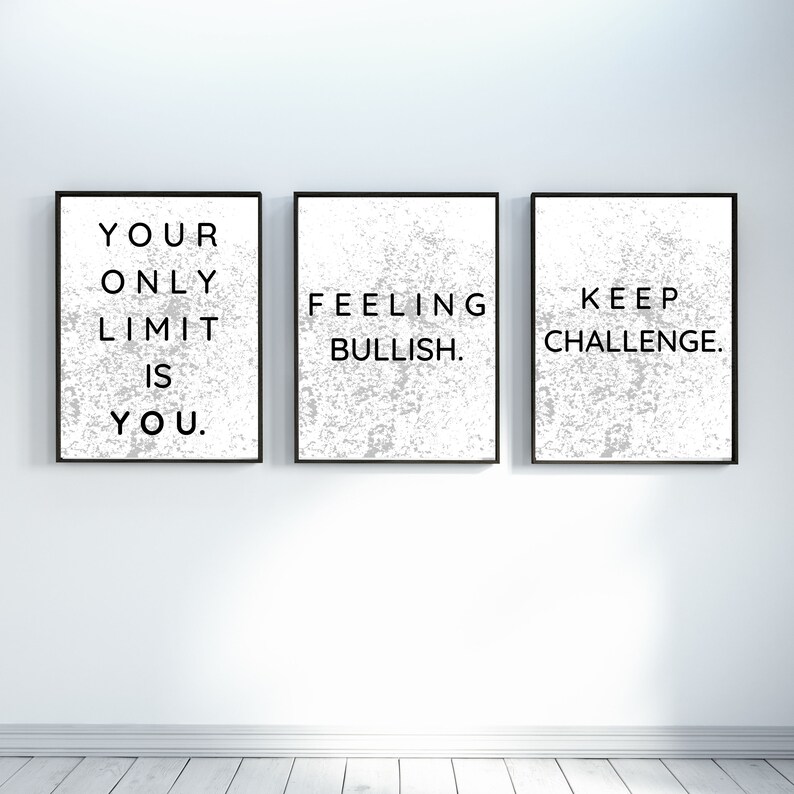 Printable Inspirational Quotes Wall Art Set of 3, Gym Motivational Wall ...