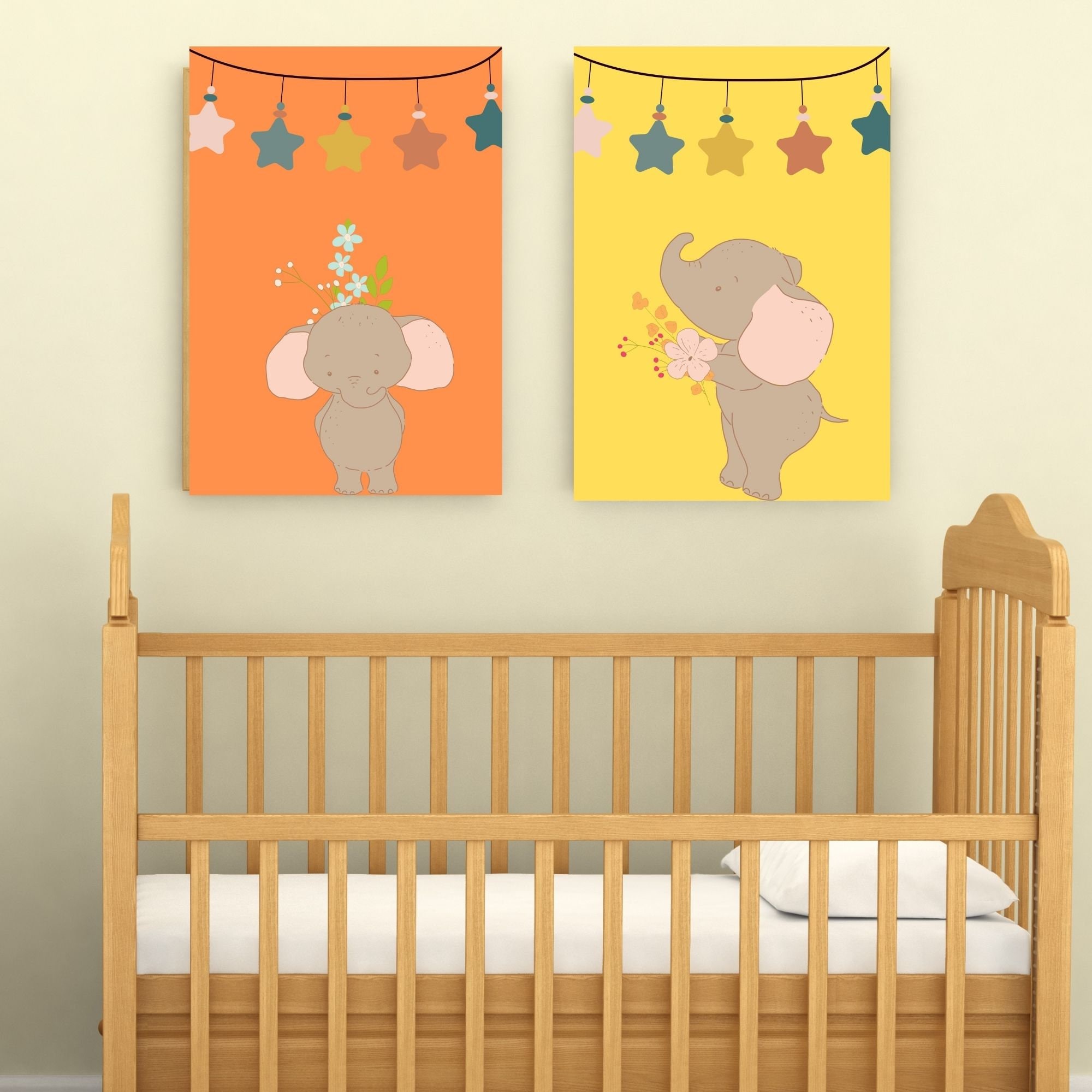Elephants Baby Room Wall Art Printable, Nursery Decor, Colorful Design ...