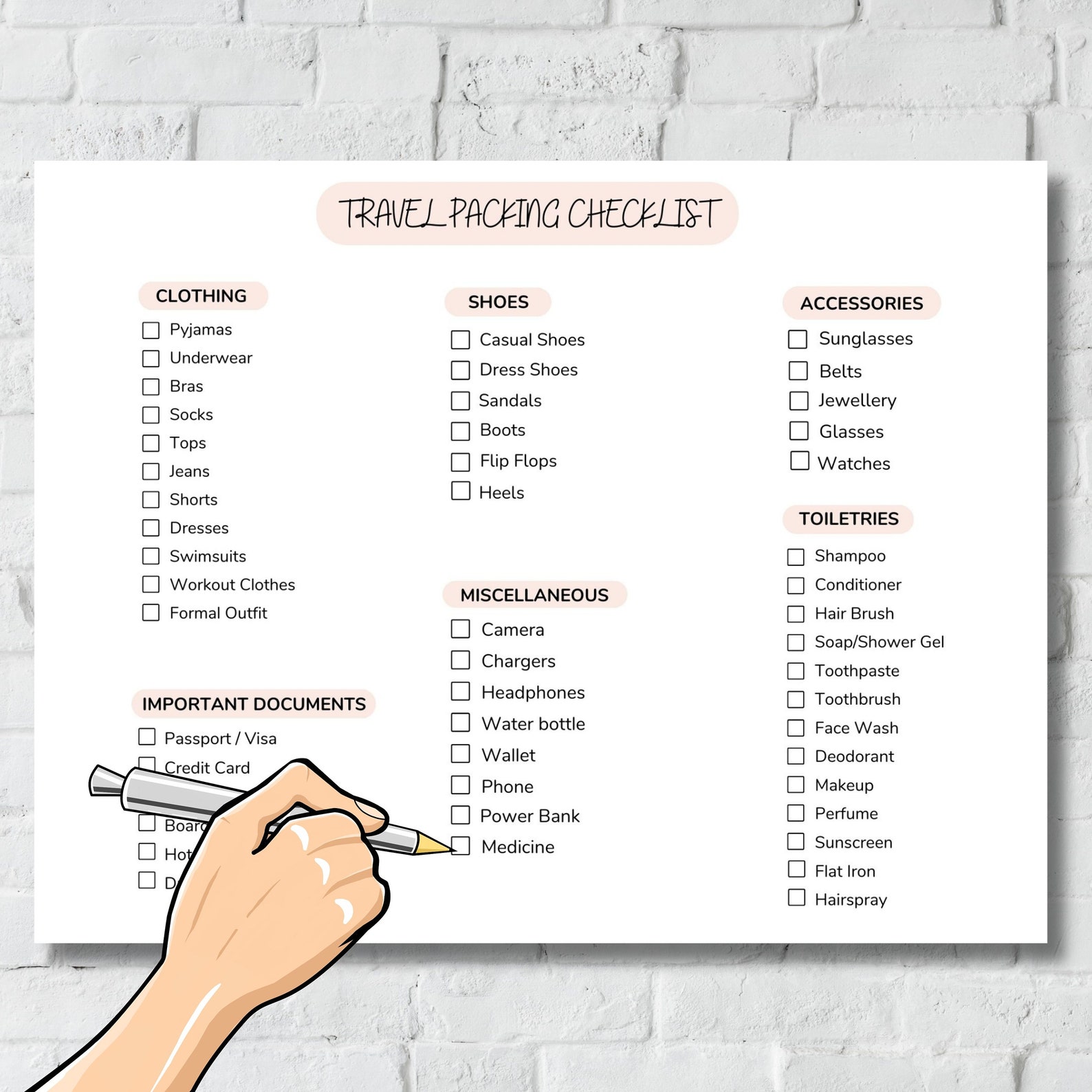 Holiday Essentials List, Travel Packing Checklist, Vacation Needs ...