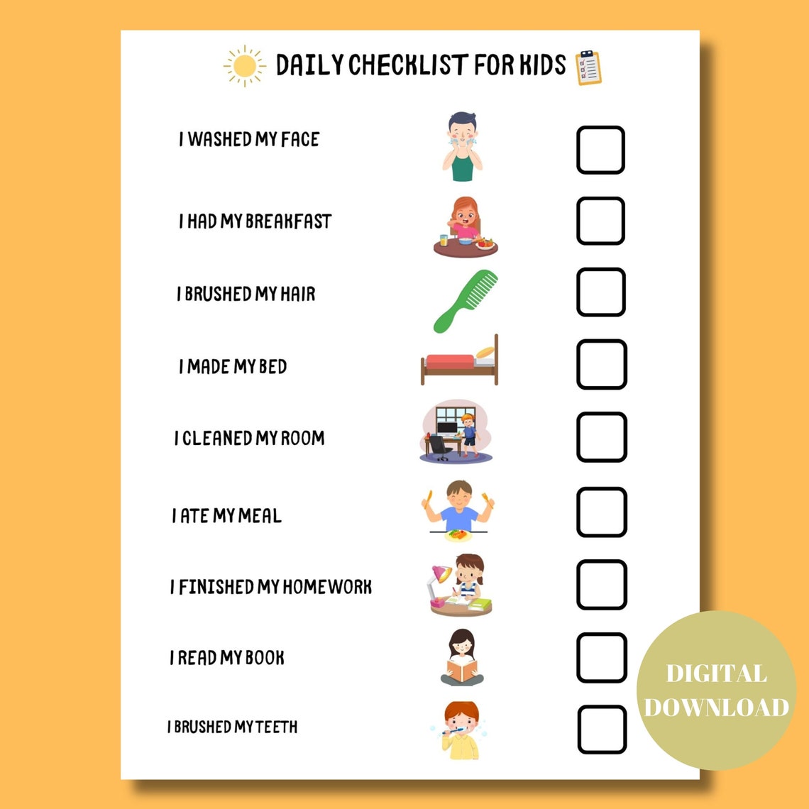 Daily Routine Responsibility Chart for Kids, Kids Personalized Planner ...