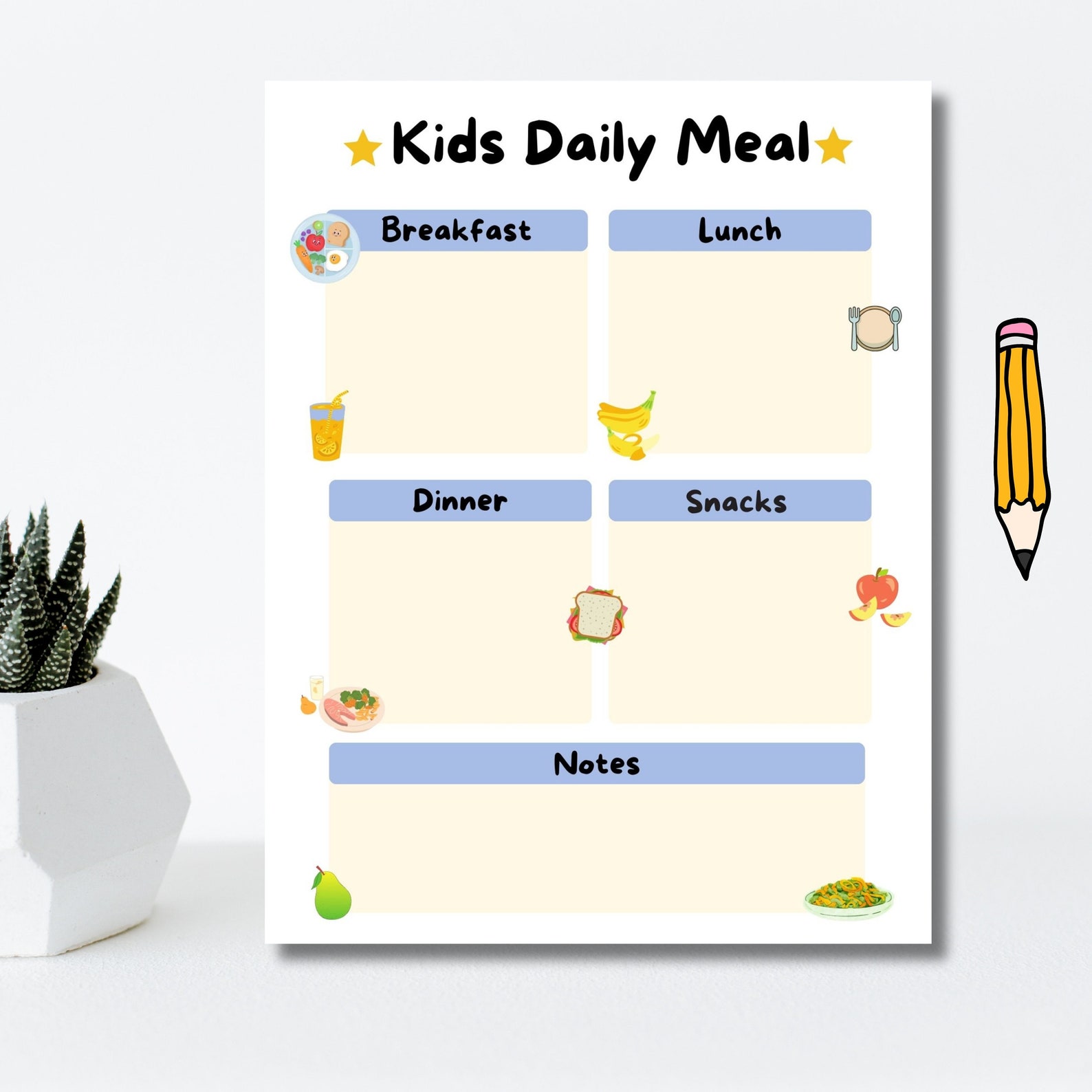 Printable Kids Daily Meal Planner, Kids Healthy Eating Planner ...