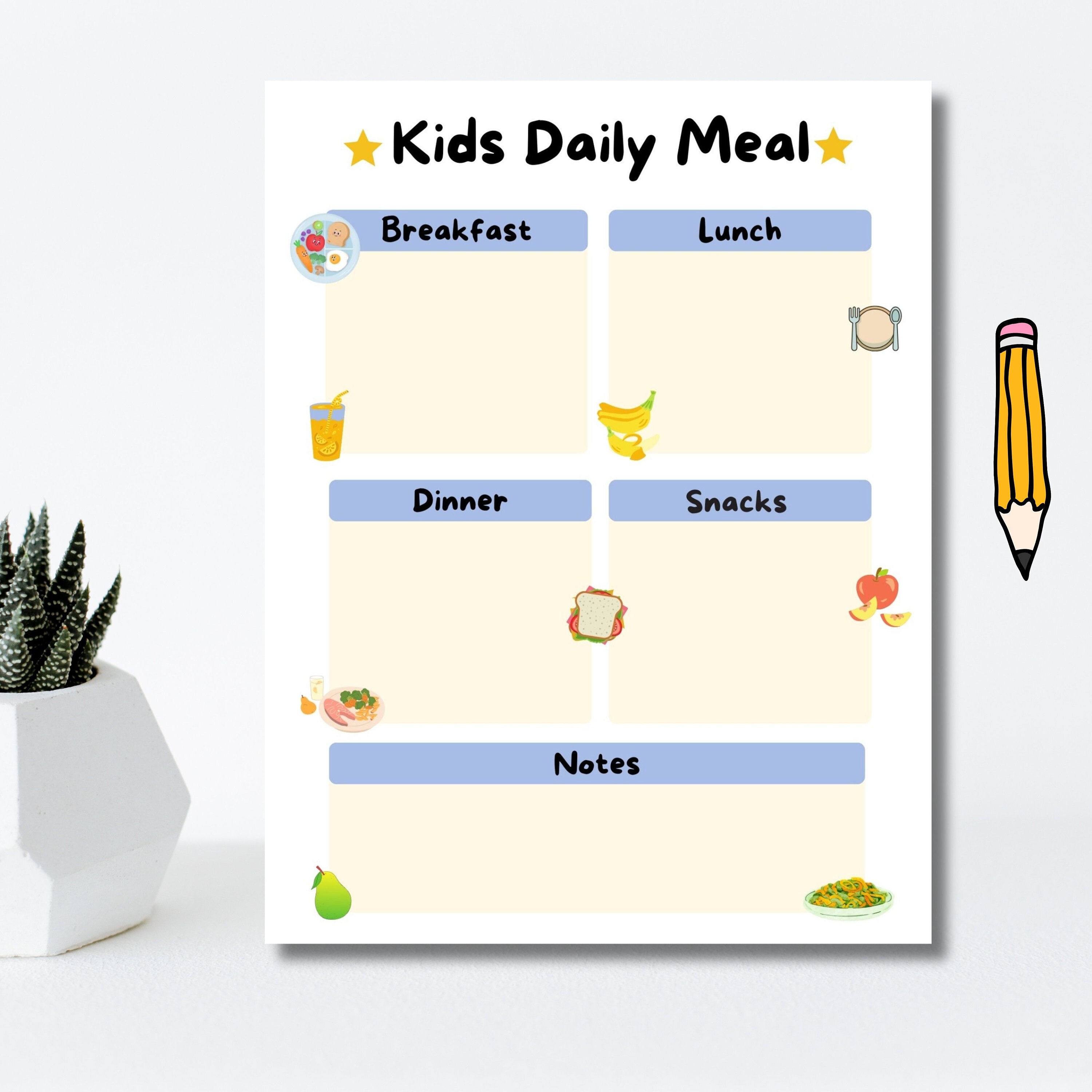 Printable Kids Daily Meal Planner, Kids Healthy Eating Planner ...