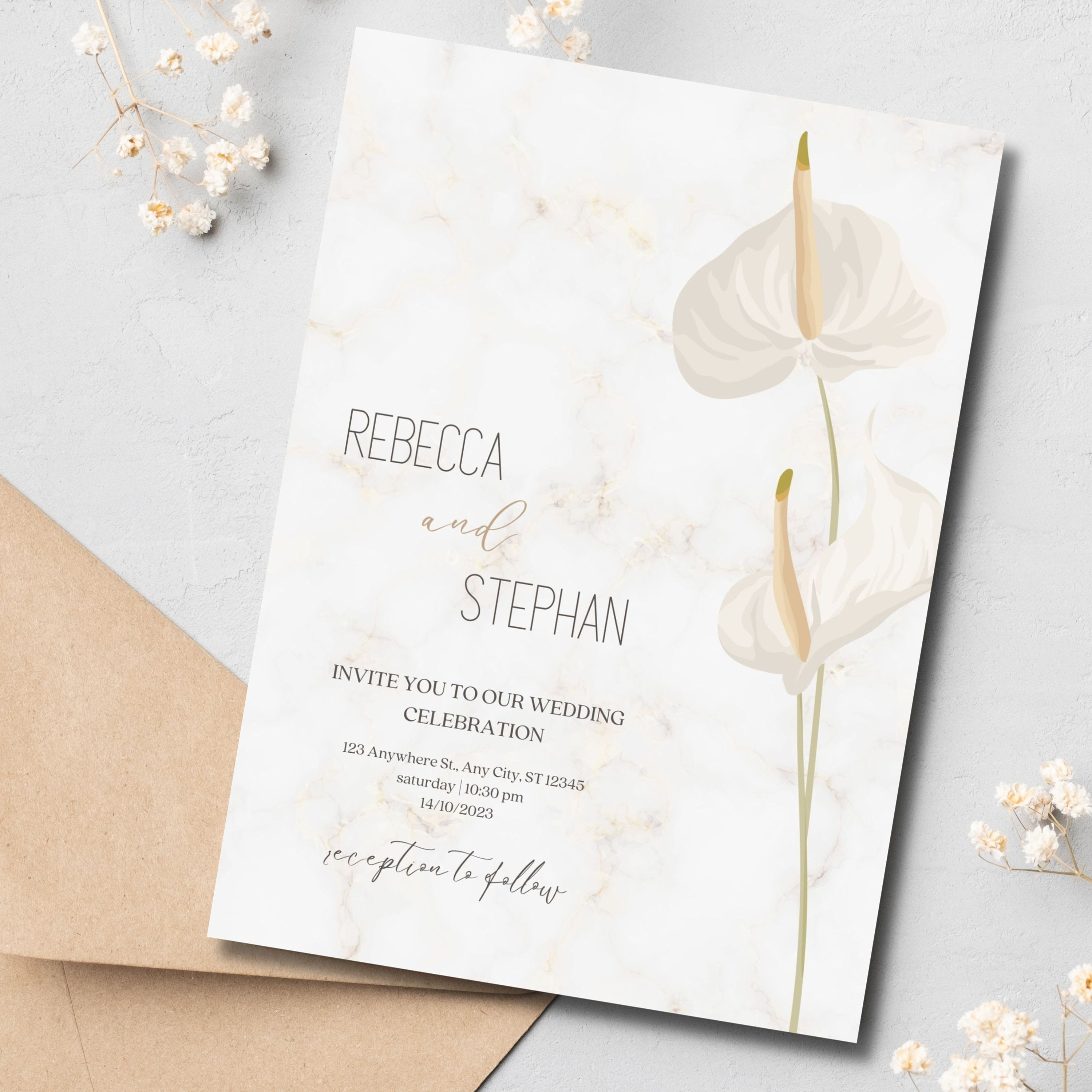 Printable Floral Wedding Invitation Template Getting Married - Etsy