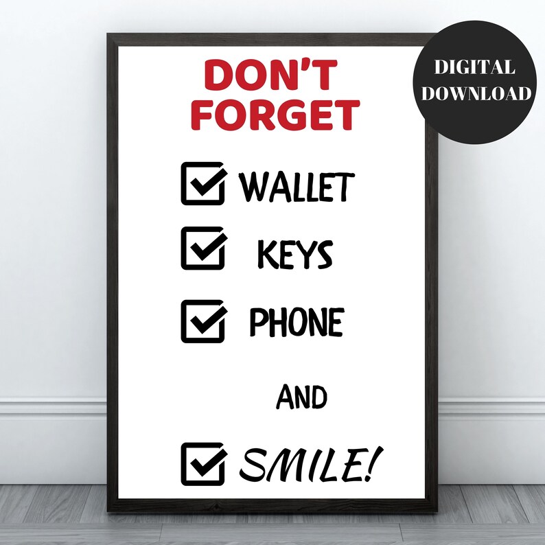 Printable Dont Forget List Wall Art, Entryway Funny Decor, Creative ...