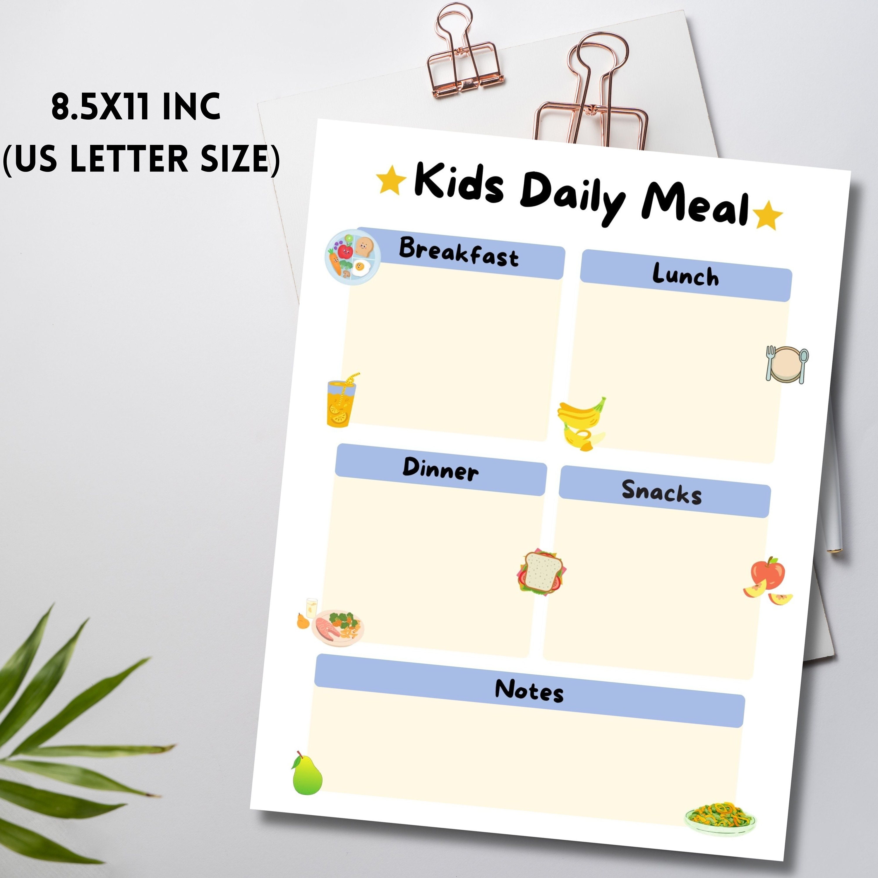 Printable Kids Daily Meal Planner, Kids Healthy Eating Planner ...