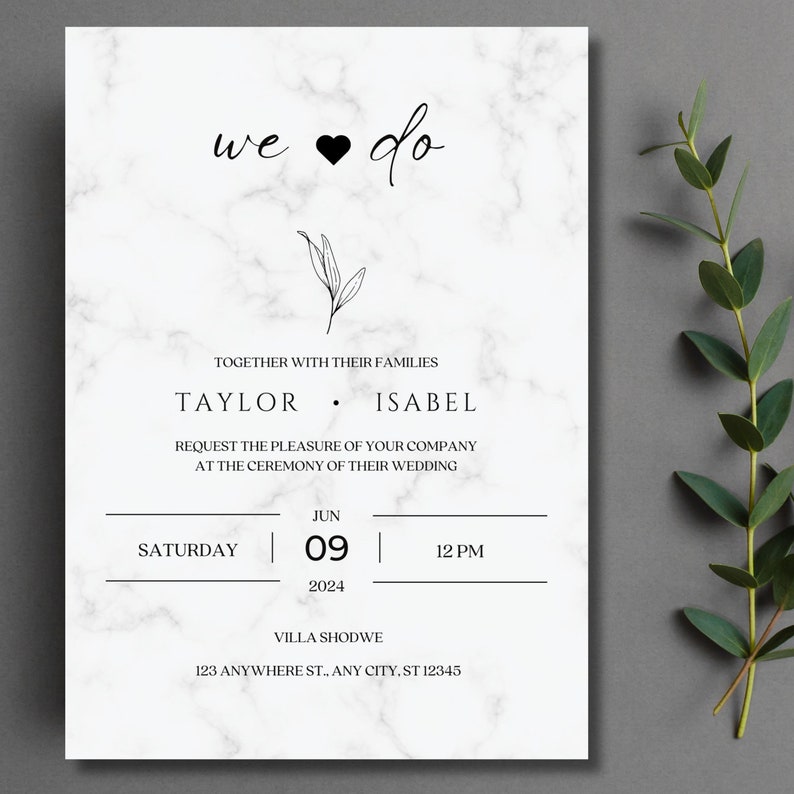 Printable We Do Wedding Invitation Template Getting Married - Etsy