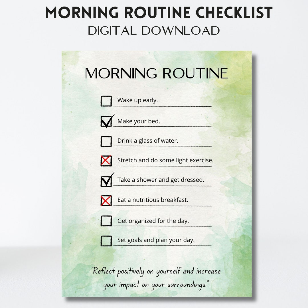 Printable Morning Routine Checklist, Self Care Checklist, Morning ...