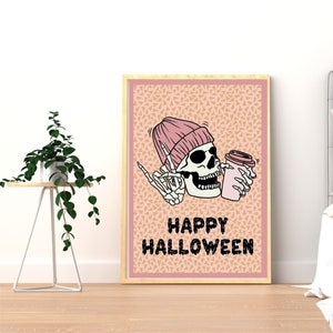 Funny Rocker Skeleton Wall Art Printable, Vintage Halloween, Gothic ...