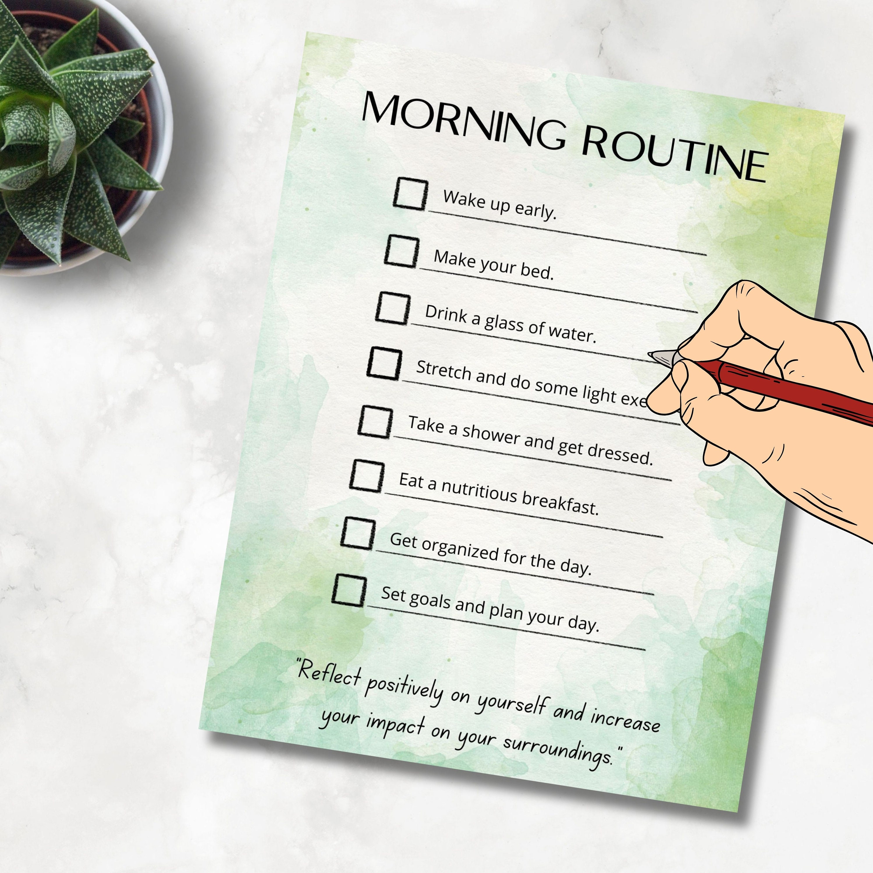 Printable Morning Routine Checklist, Self Care Checklist, Morning ...
