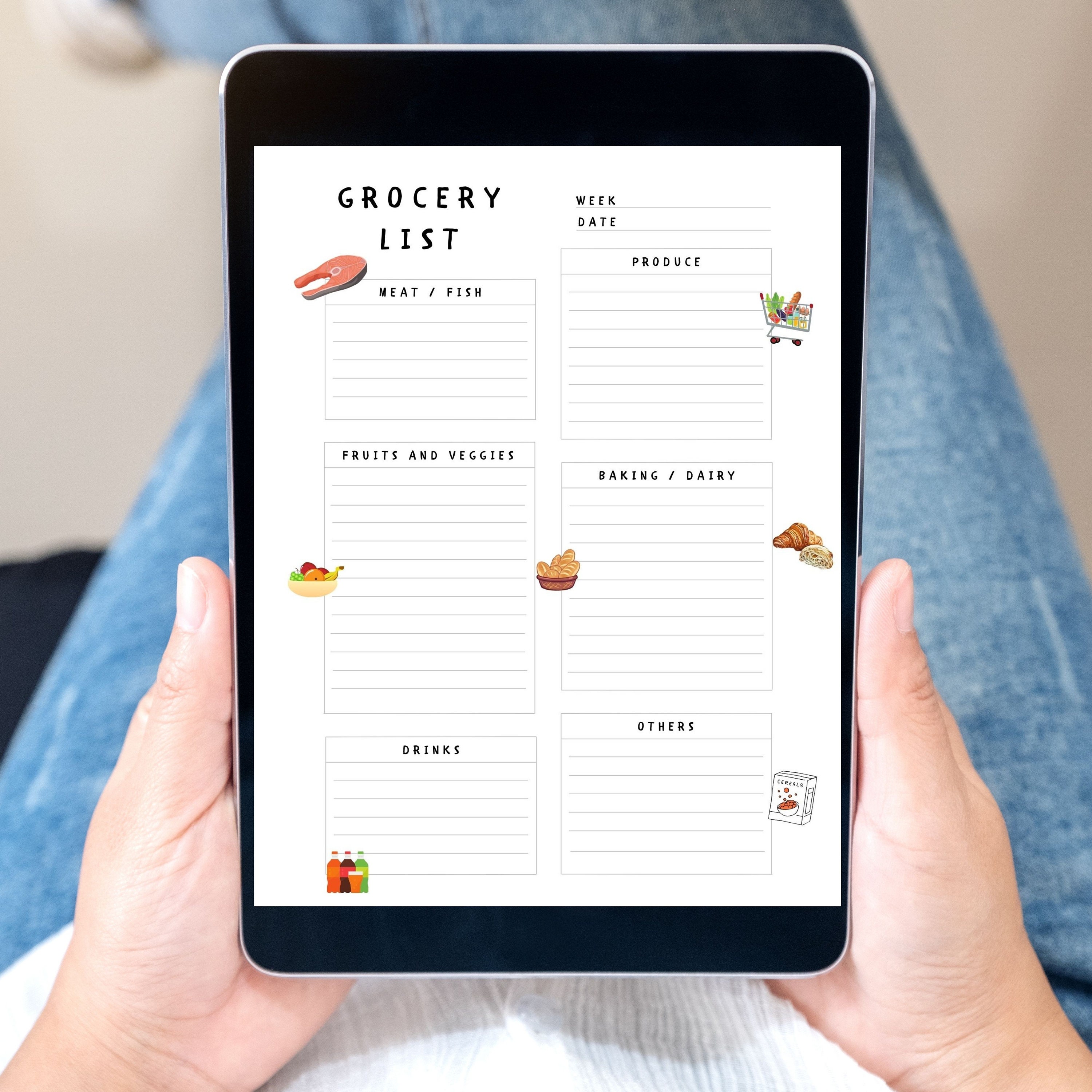 Printable Grocery List Planner Digital Shopping List - Etsy