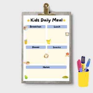 Printable Kids Daily Meal Planner, Kids Healthy Eating Planner ...