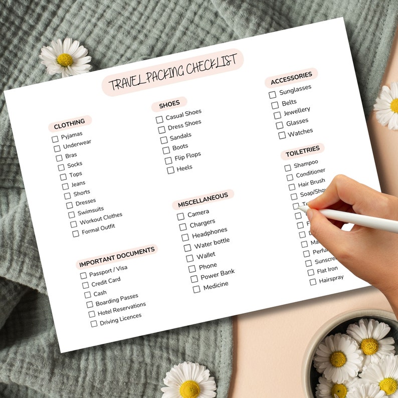 Holiday Essentials List, Travel Packing Checklist, Vacation Needs ...