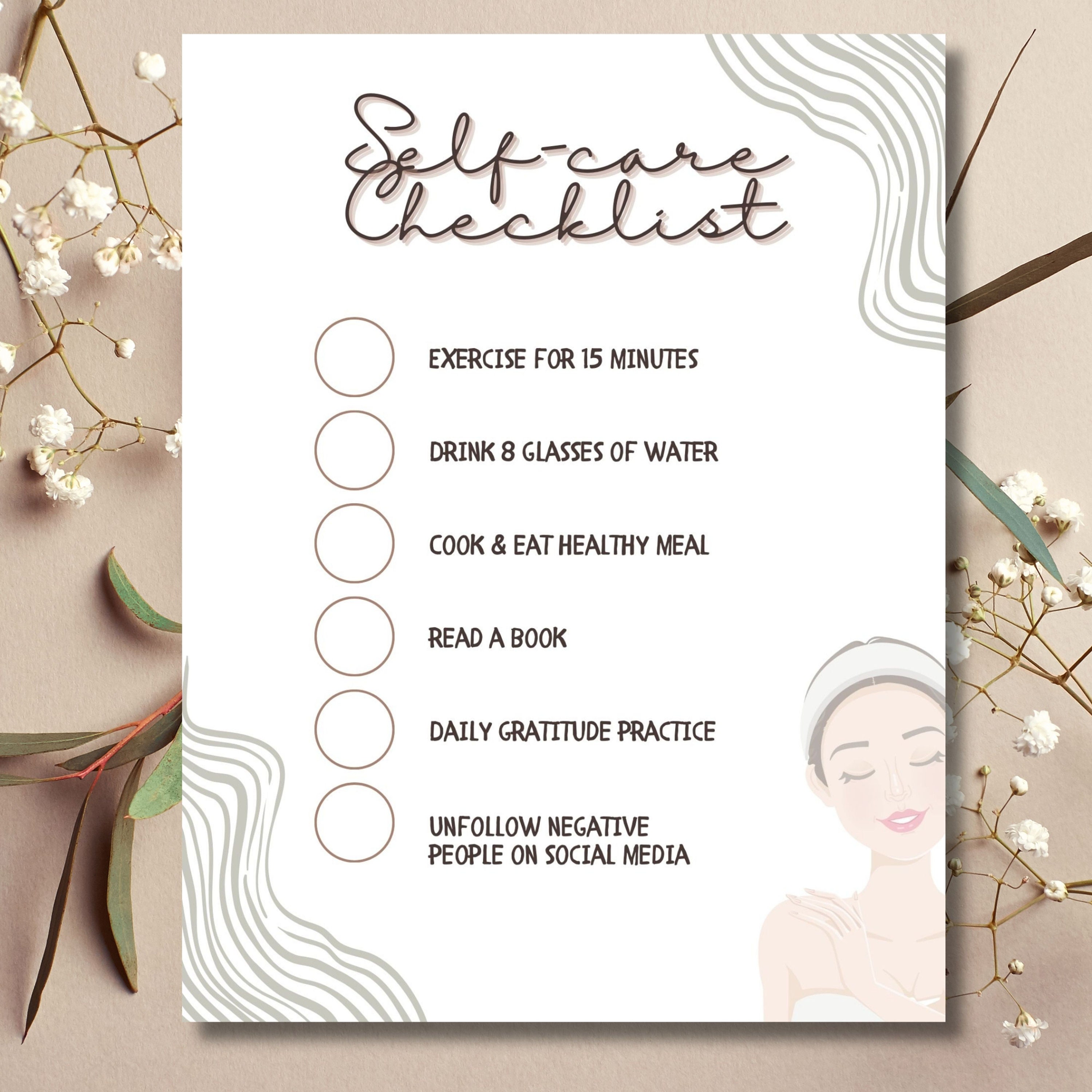 Daily Self Care Routine Checklist Printable, Wellness Planner, Mental ...