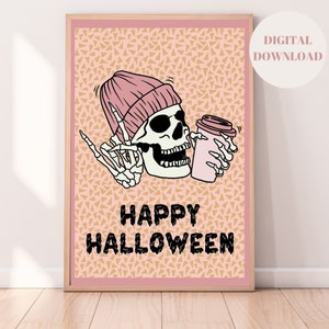 Funny Rocker Skeleton Wall Art Printable, Vintage Halloween, Gothic ...