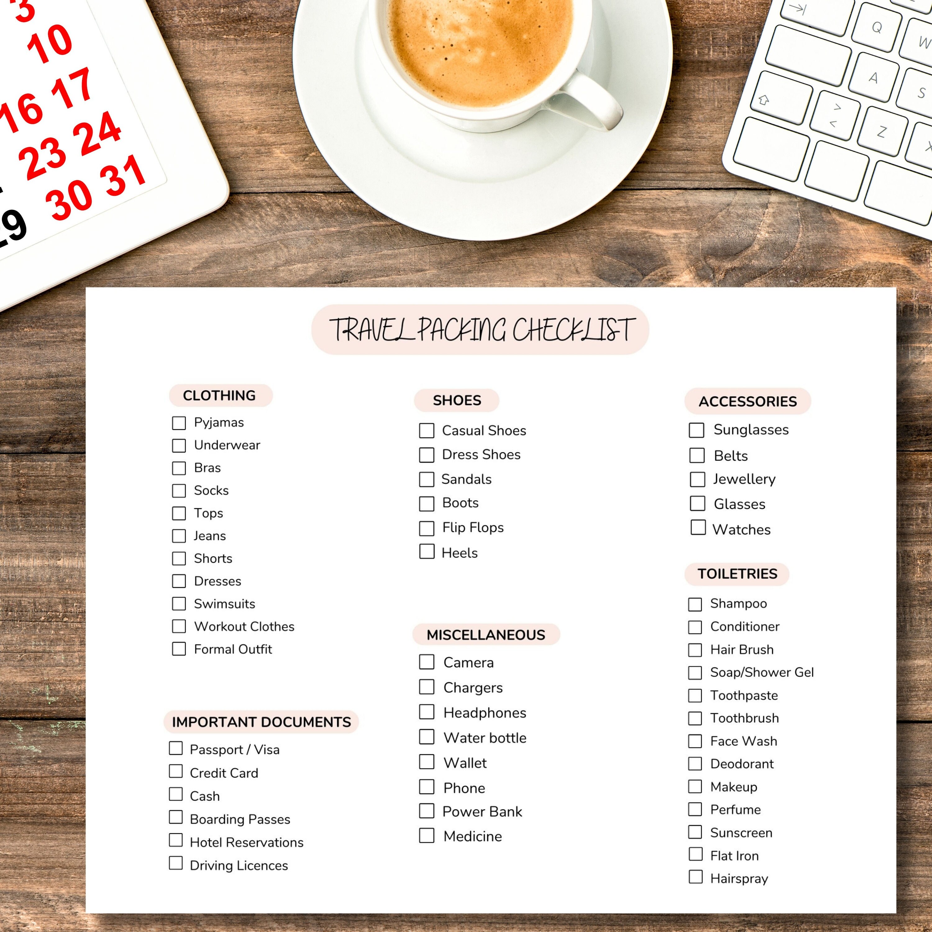 Holiday Essentials List, Travel Packing Checklist, Vacation Needs ...