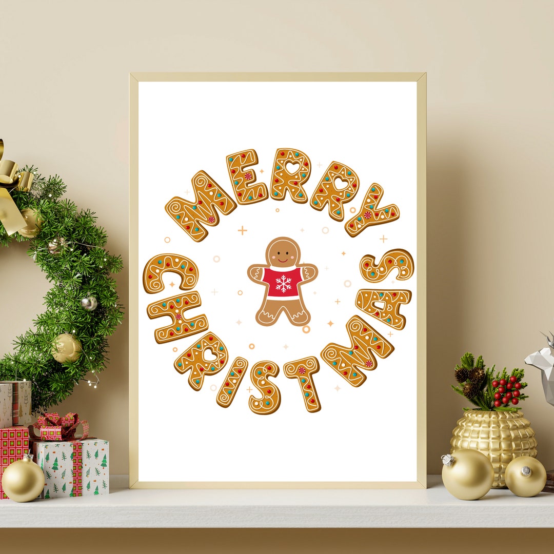 Gingerbread Prints, Christmas Printable Wall Art, Xmas Gift, Winter ...