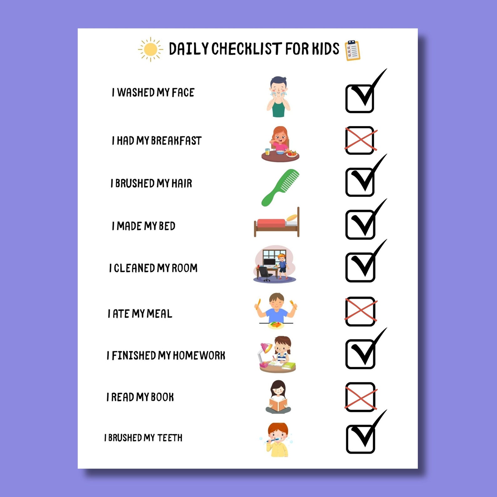 Daily Routine Responsibility Chart for Kids, Kids Personalized Planner ...