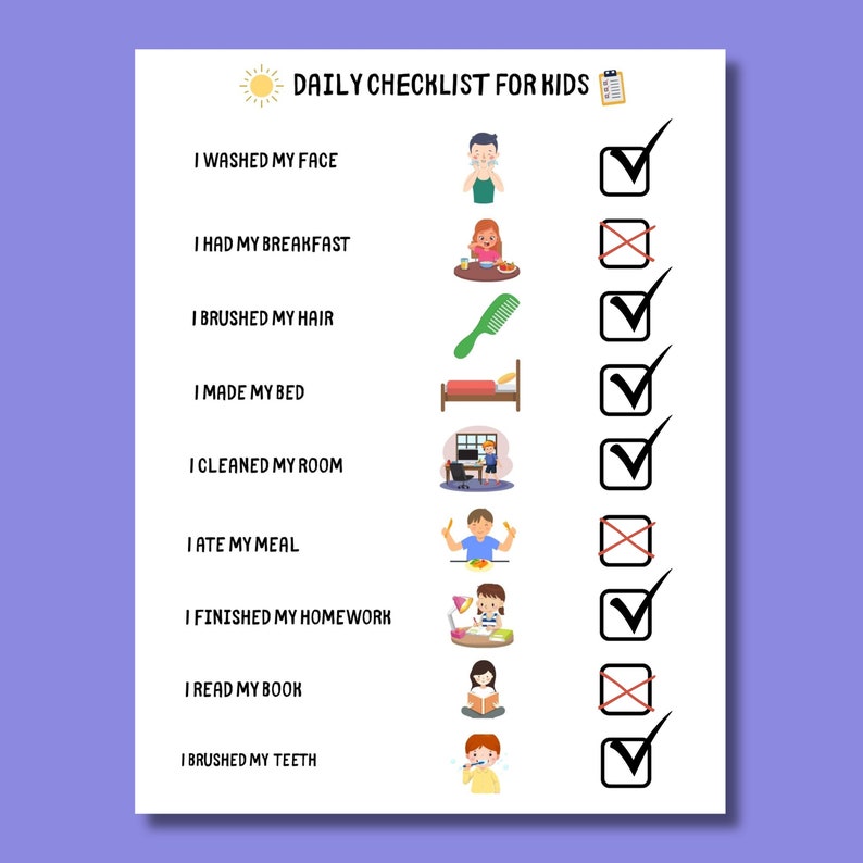 Daily Routine Responsibility Chart for Kids, Kids Personalized Planner ...