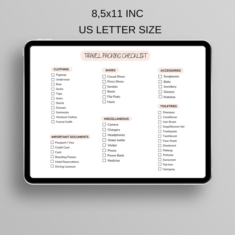 Holiday Essentials List, Travel Packing Checklist, Vacation Needs ...