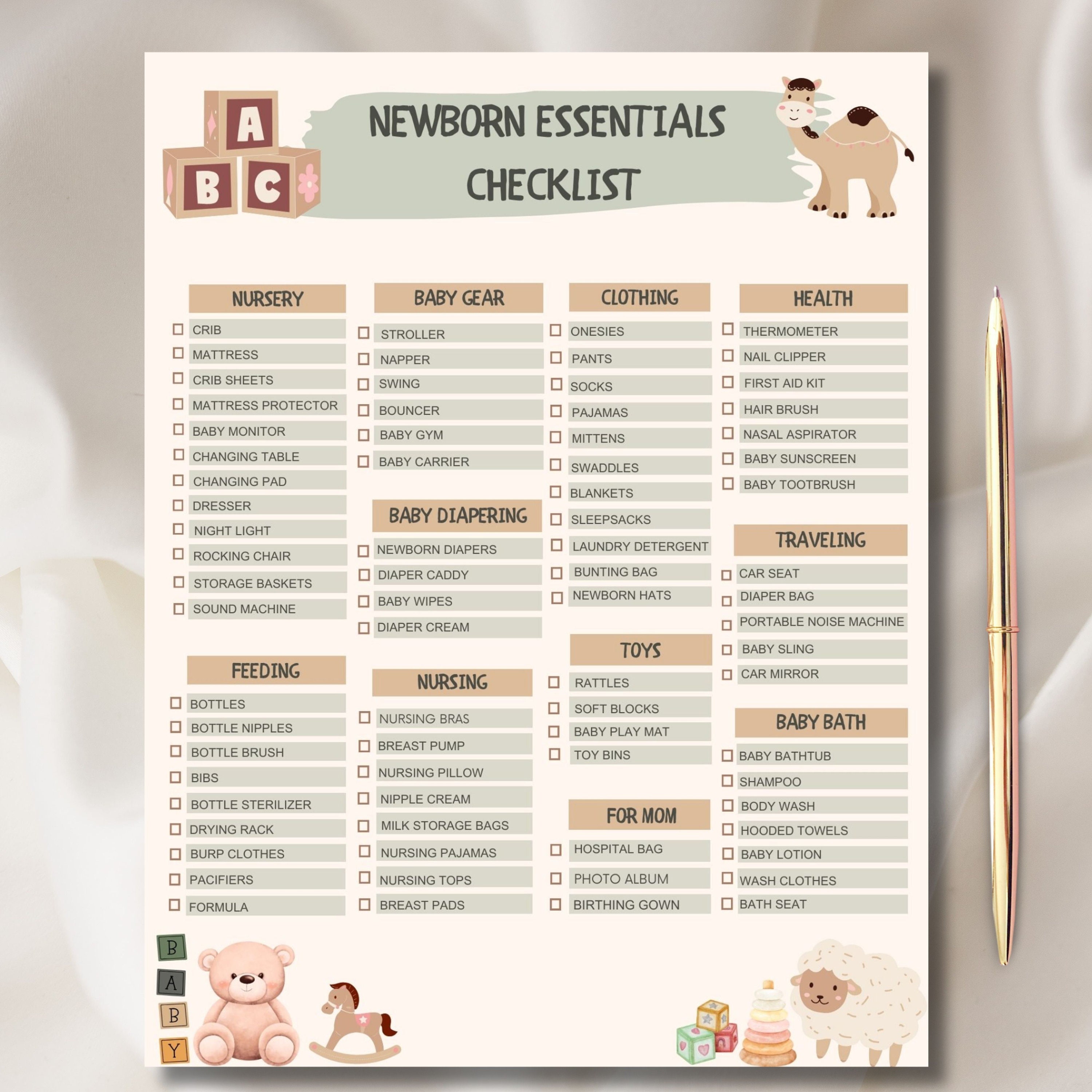 List of Items to Be Purchased for A Newborn, New Baby Essentials List ...