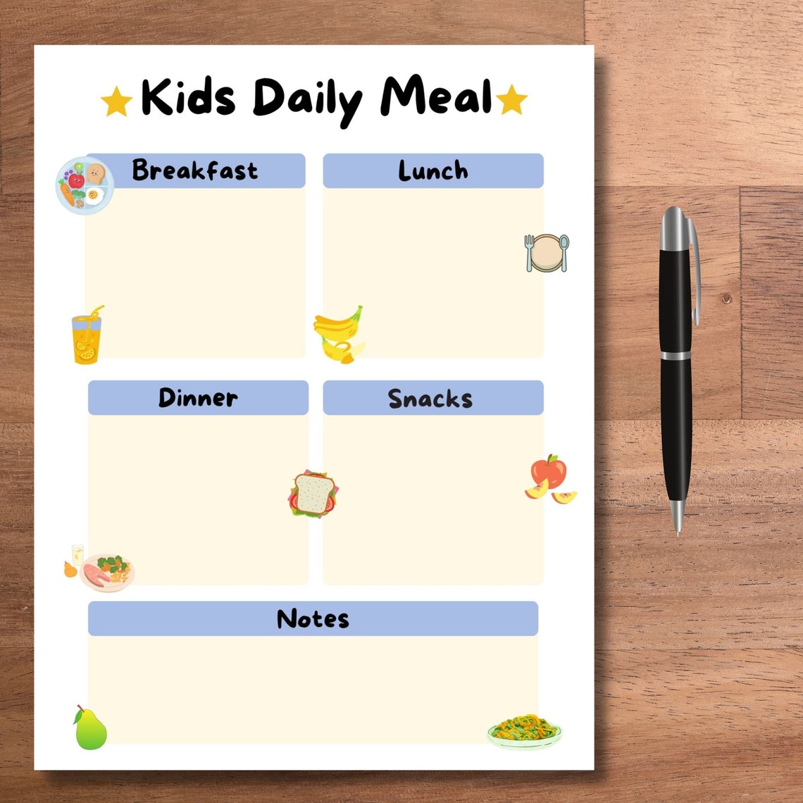 Printable Kids Daily Meal Planner, Kids Healthy Eating Planner ...