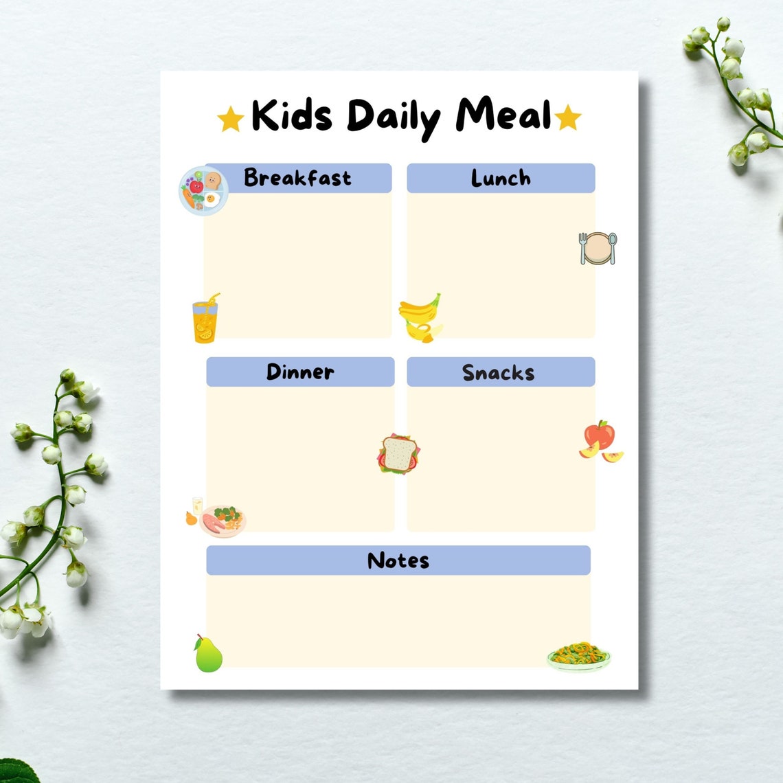 Printable Kids Daily Meal Planner, Kids Healthy Eating Planner ...