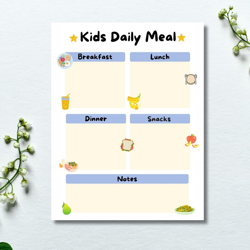 Printable Kids Daily Meal Planner, Kids Healthy Eating Planner ...