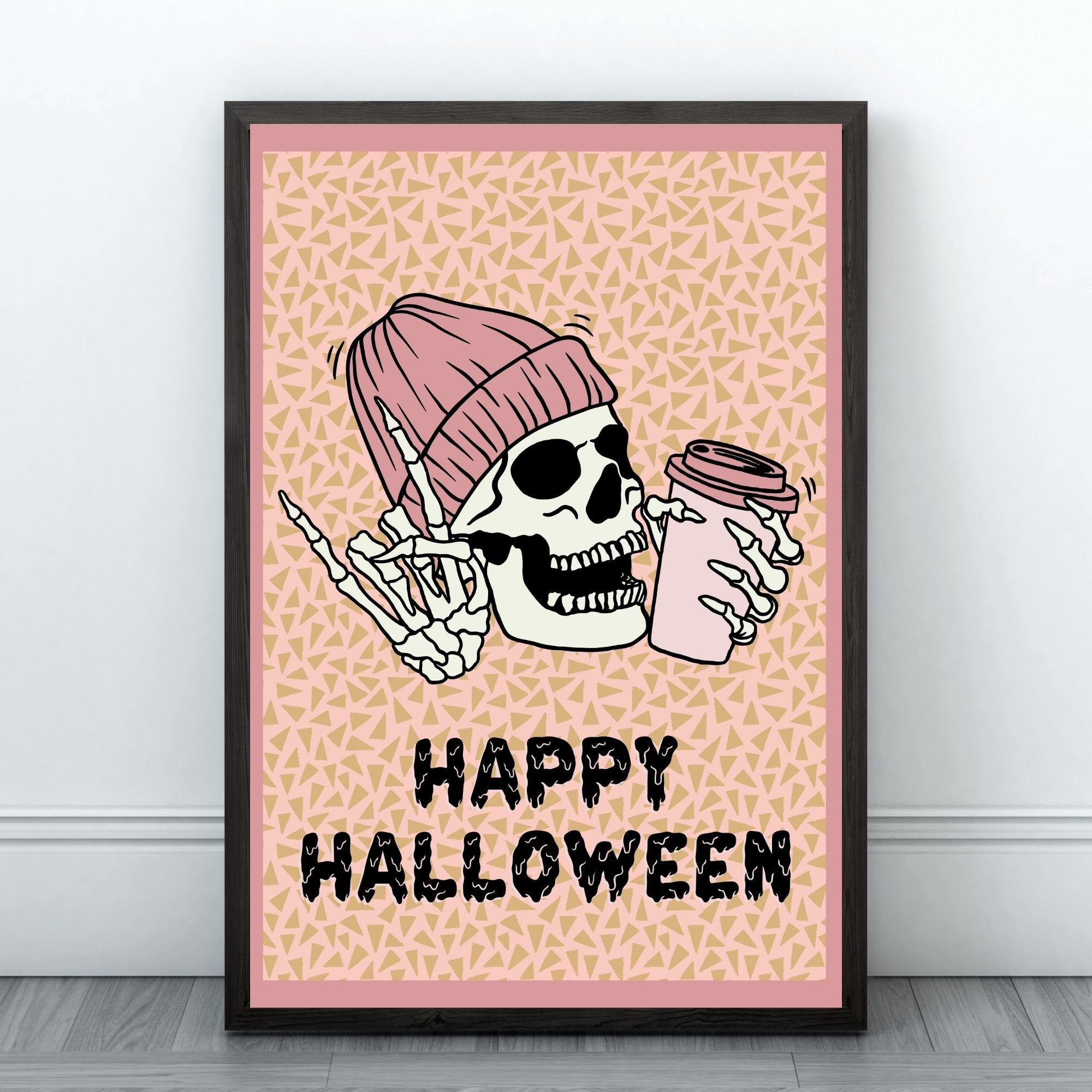 Funny Rocker Skeleton Wall Art Printable, Vintage Halloween, Gothic ...