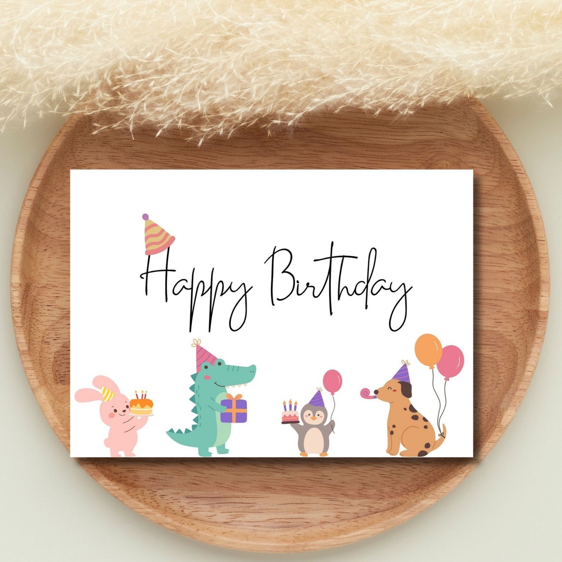Printable Animals Happy Birthday Card for Kids Birthday - Etsy
