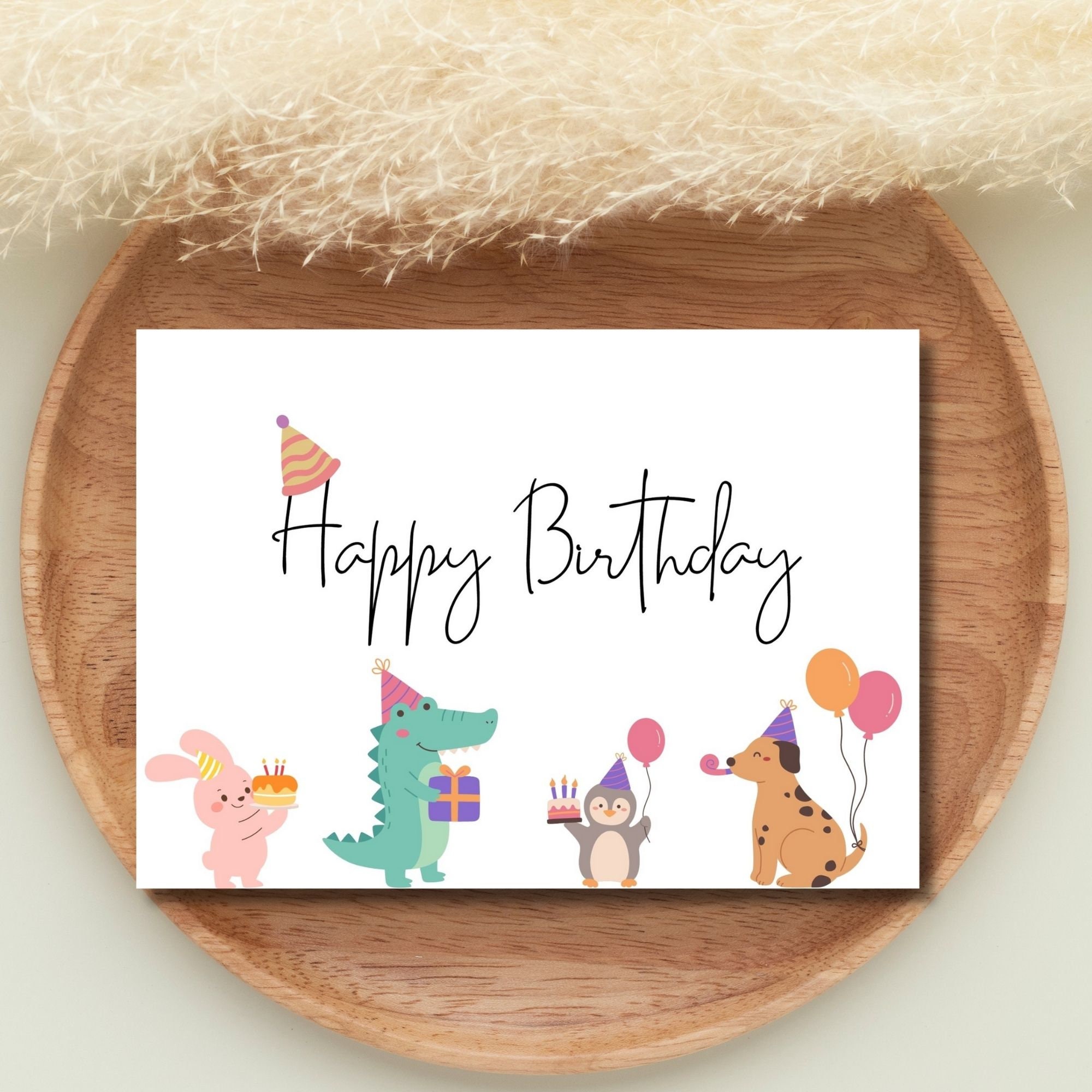 Printable Animals Happy Birthday Card for Kids, Birthday Greeting Card ...