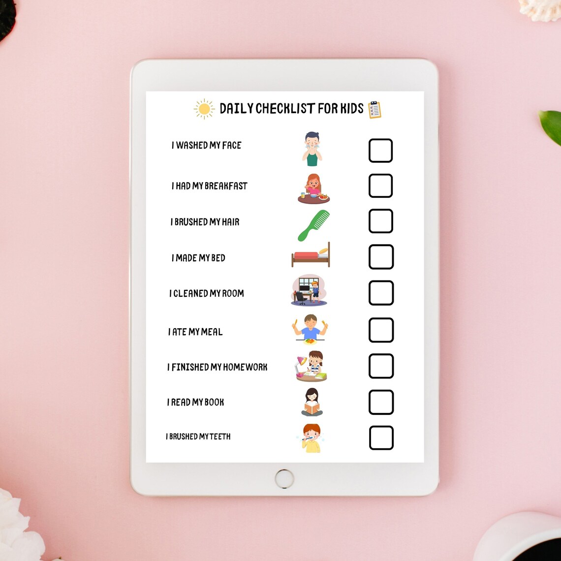Daily Routine Responsibility Chart for Kids, Kids Personalized Planner ...