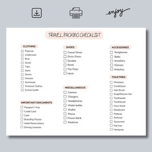 Holiday Essentials List, Travel Packing Checklist, Vacation Needs ...