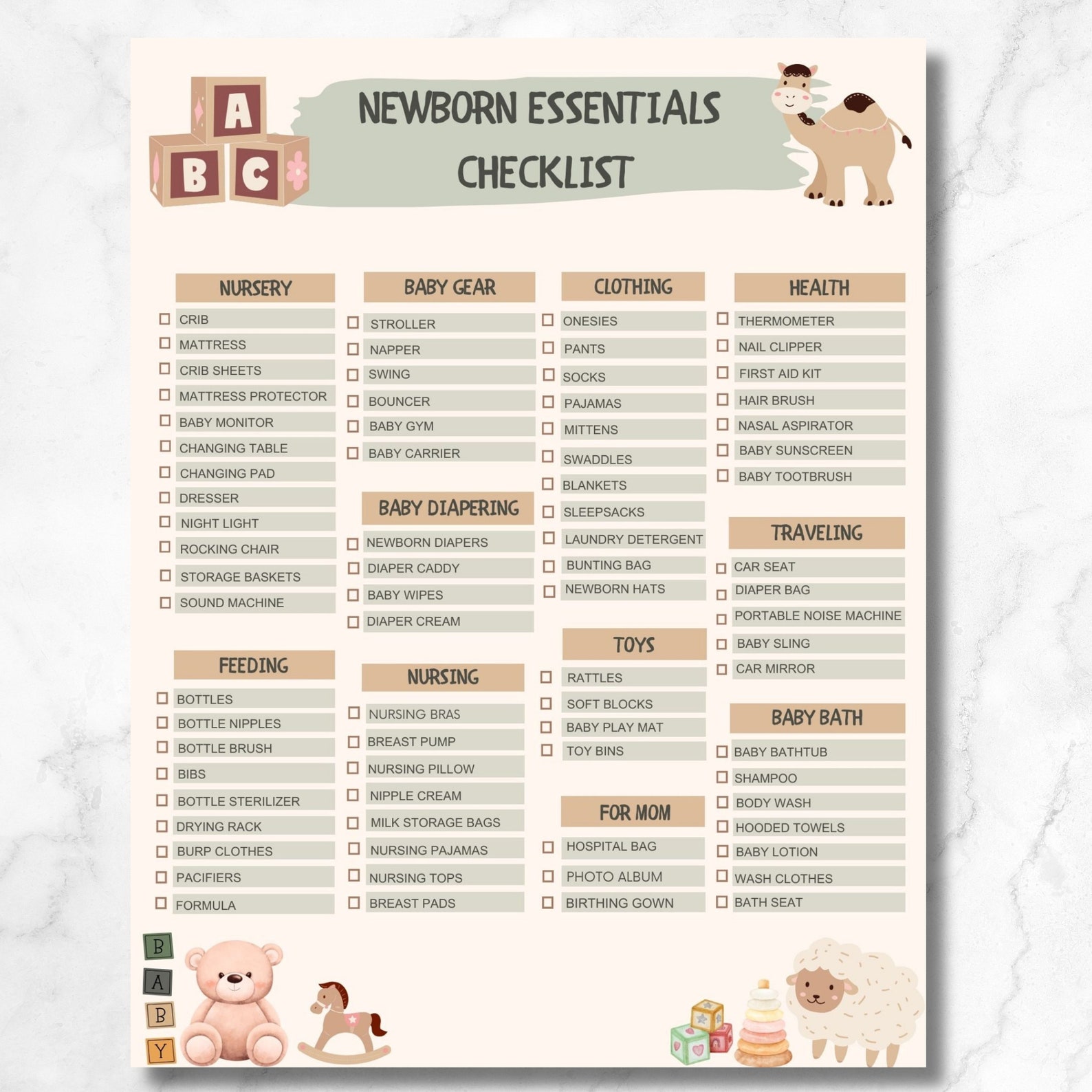 List of Items to Be Purchased for A Newborn, New Baby Essentials List ...