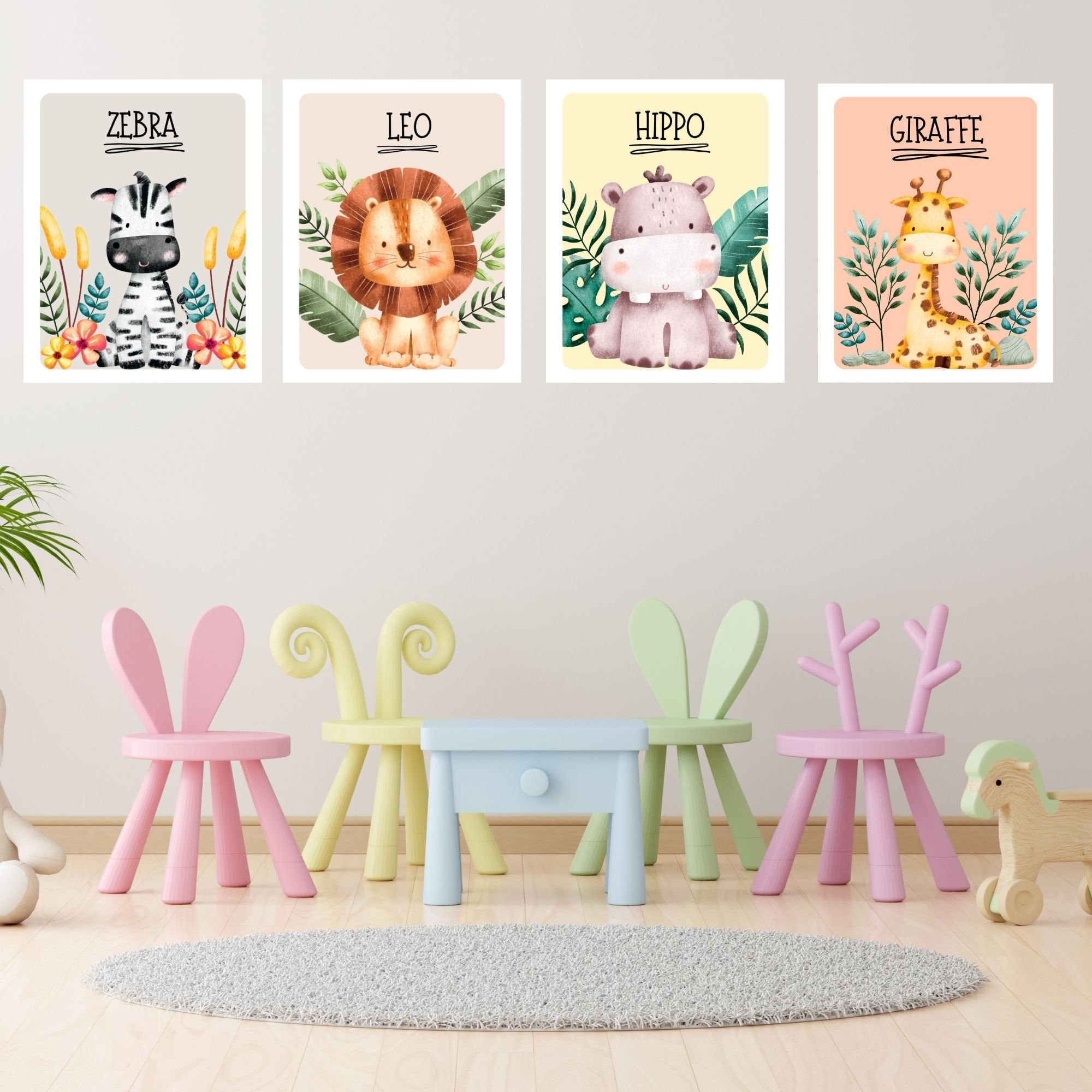 Printable Set of 4 Baby Animals Wall Art, Safari Animals Prints ...