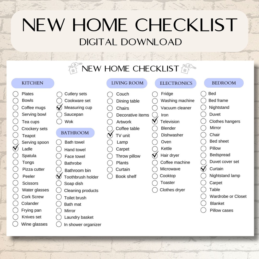 A List of Items to Be Purchased for the New Home, First Home Essentials ...