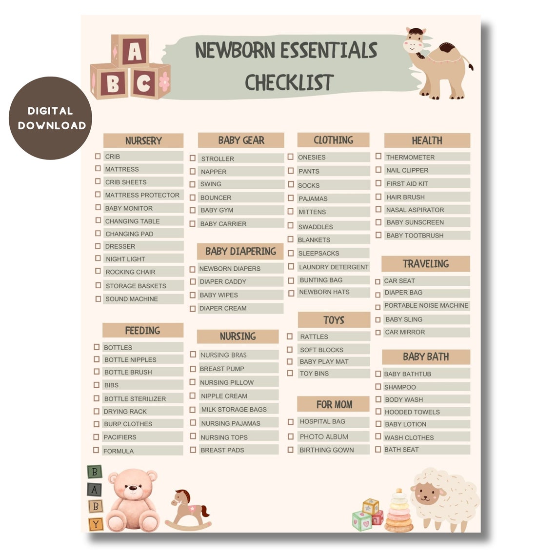 List of Items to Be Purchased for A Newborn, New Baby Essentials List ...