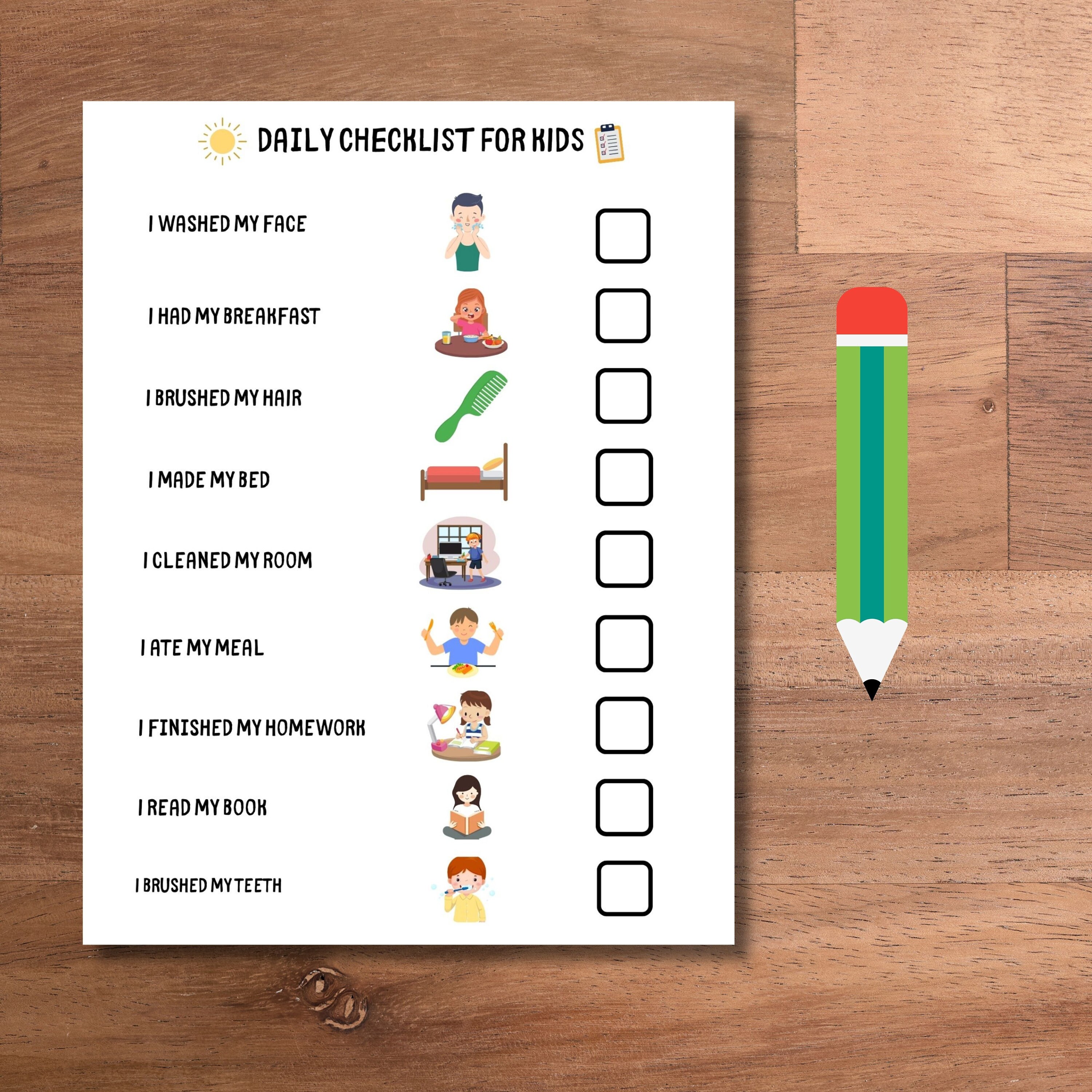 Daily Routine Responsibility Chart for Kids, Kids Personalized Planner ...