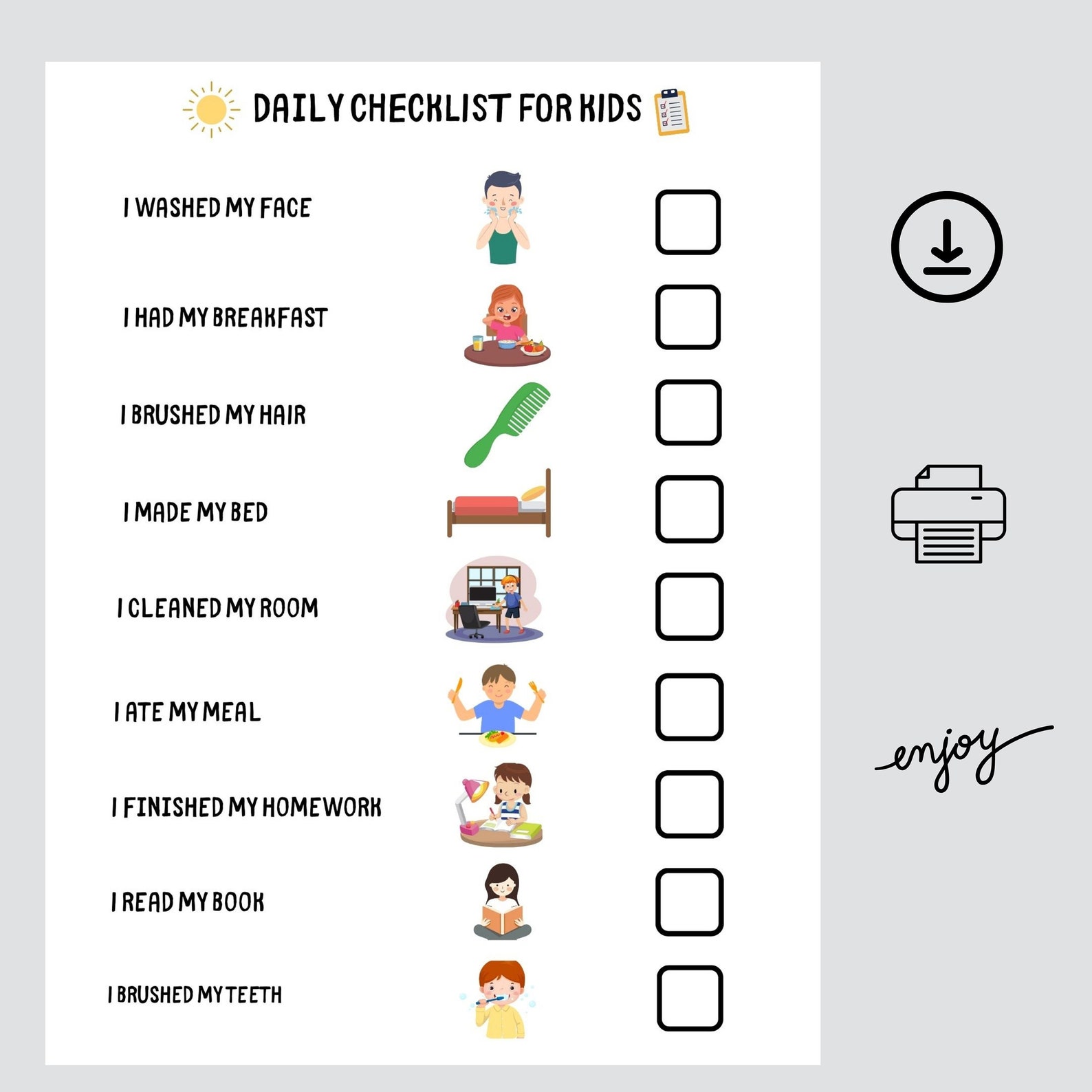 Daily Routine Responsibility Chart for Kids, Kids Personalized Planner ...