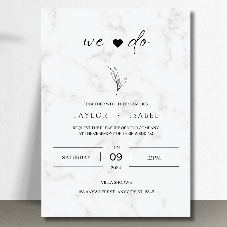 Printable We Do Wedding Invitation Template Getting Married - Etsy